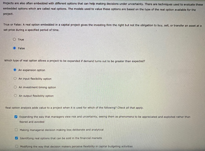 Solved Projects are also often embedded with different | Chegg.com