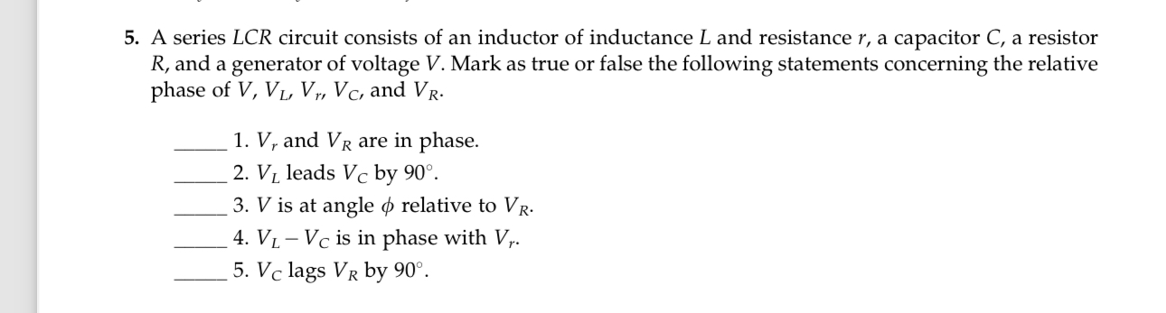Solved A series LCR ﻿circuit consists of an inductor of | Chegg.com