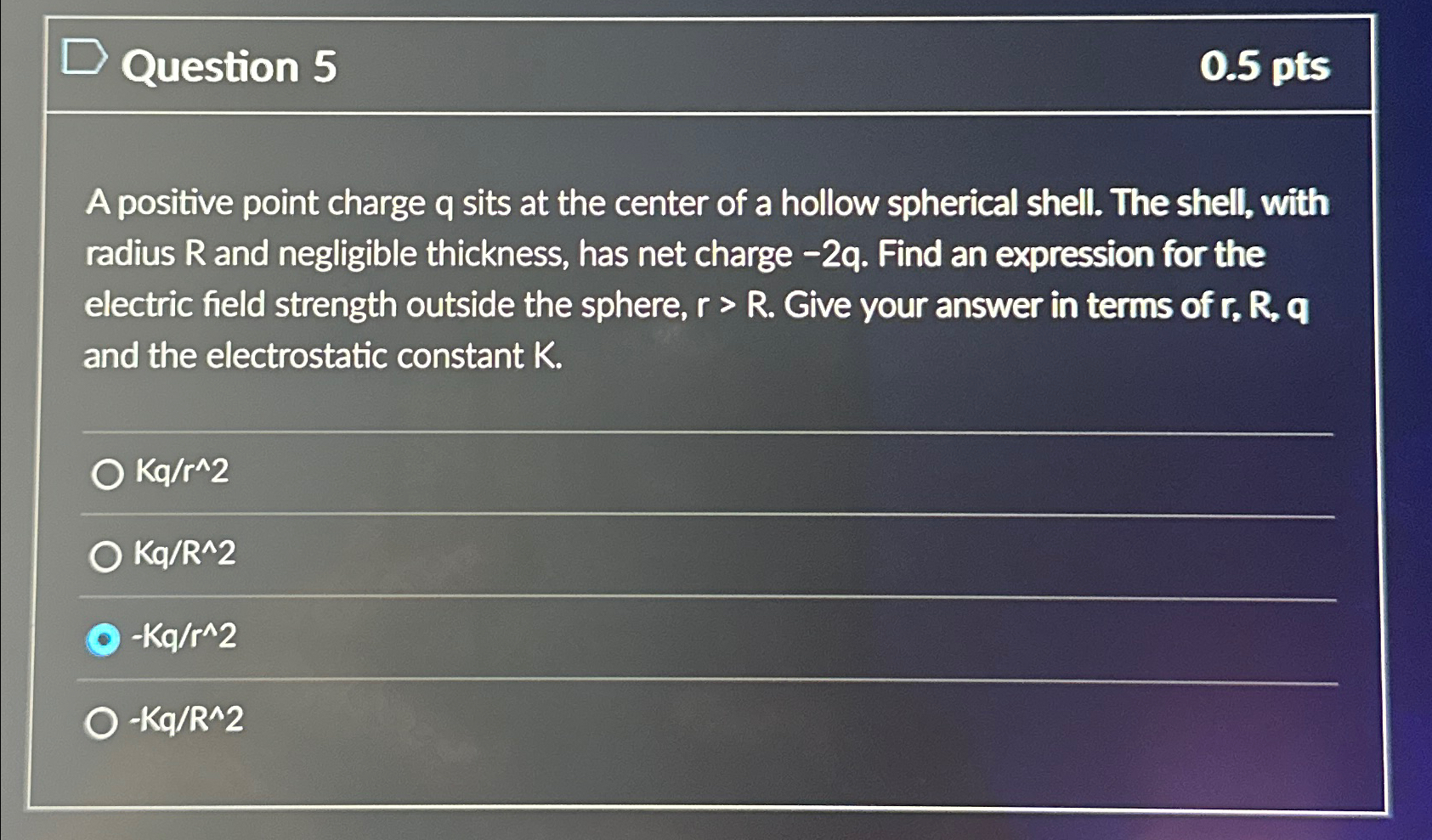 Solved Question 5\\n0.5pts\\nA positive point charge q sits | Chegg.com