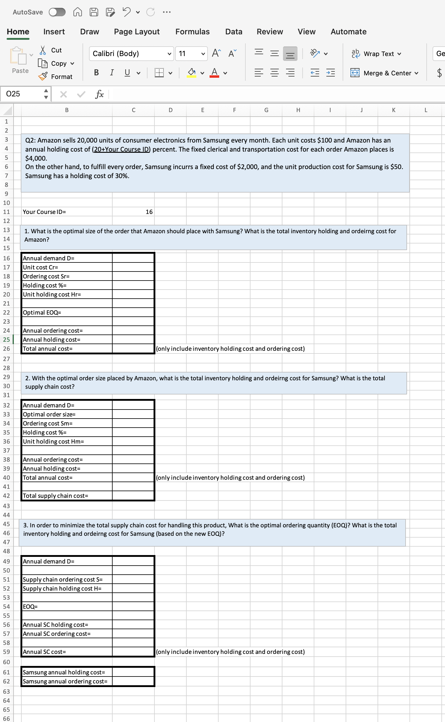 Solved Please answer, submit a screenshot of excel with | Chegg.com