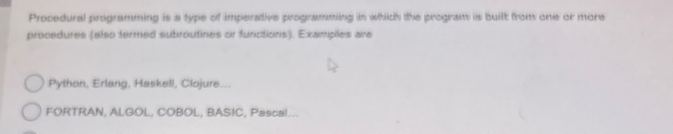 Solved Procedural tragramming is atype of imperadive | Chegg.com
