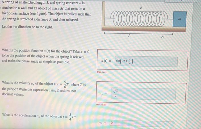 Solved A spring of unstretched length L and spring constant | Chegg.com