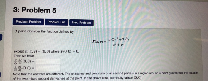 Solved 3: Problem 5 Previous Problem Problem List Next | Chegg.com