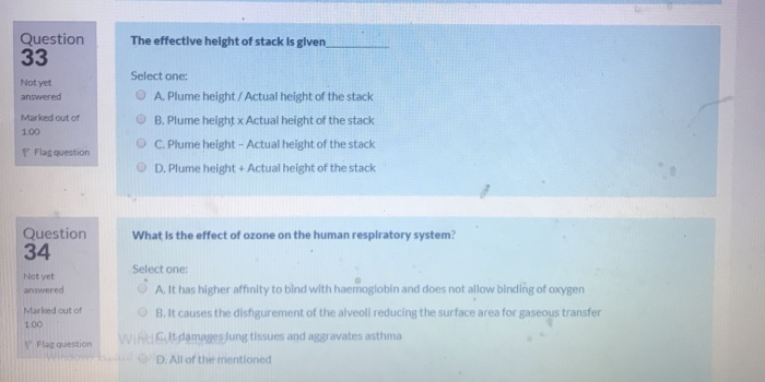 Solved Question 33 The effective helght of stack is given | Chegg.com