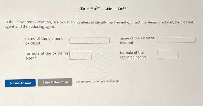 Solved In the above redox reaction, use oxidation numbers to | Chegg.com