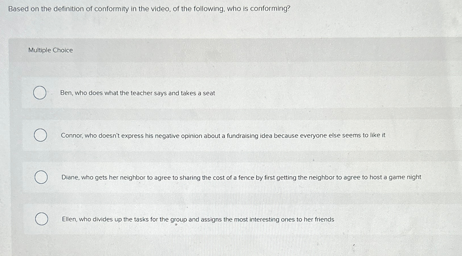Solved Based on the definition of conformity in the video, | Chegg.com