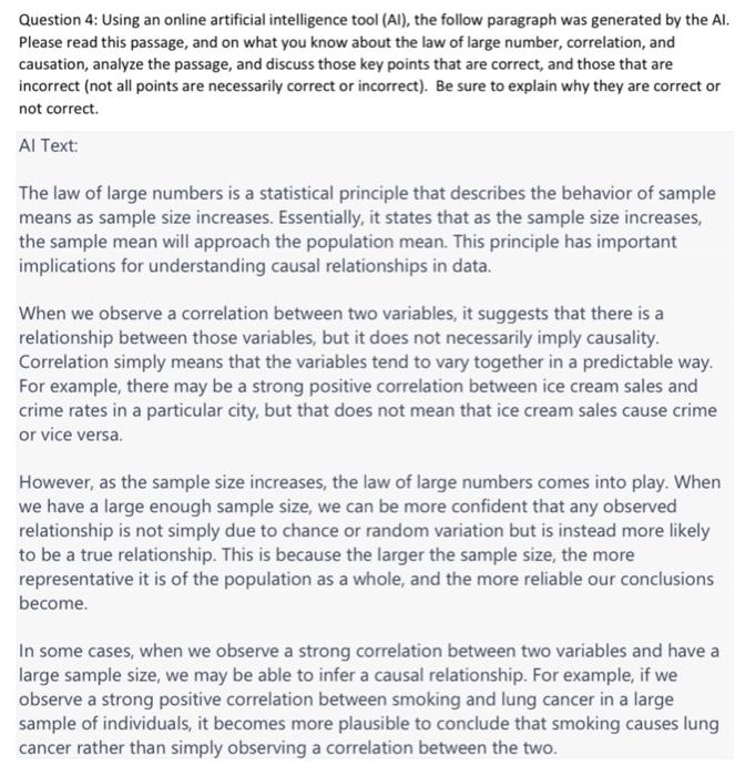 Solved Question 4: Using an online artificial intelligence | Chegg.com