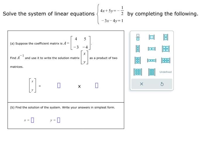 Solved Solve the system of linear equations | Chegg.com