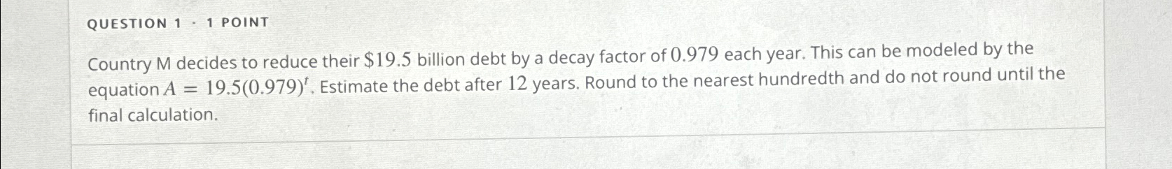 Solved QUESTION 1 - 1 ﻿POINTCountry M decides to reduce | Chegg.com