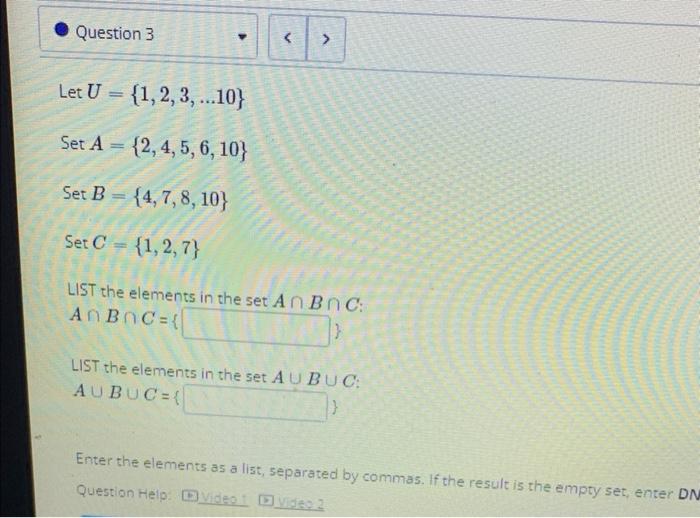 Solved Let U={1,2,3,…10} SetA={2,4,5,6,10} Set B={4,7,8,10} | Chegg.com