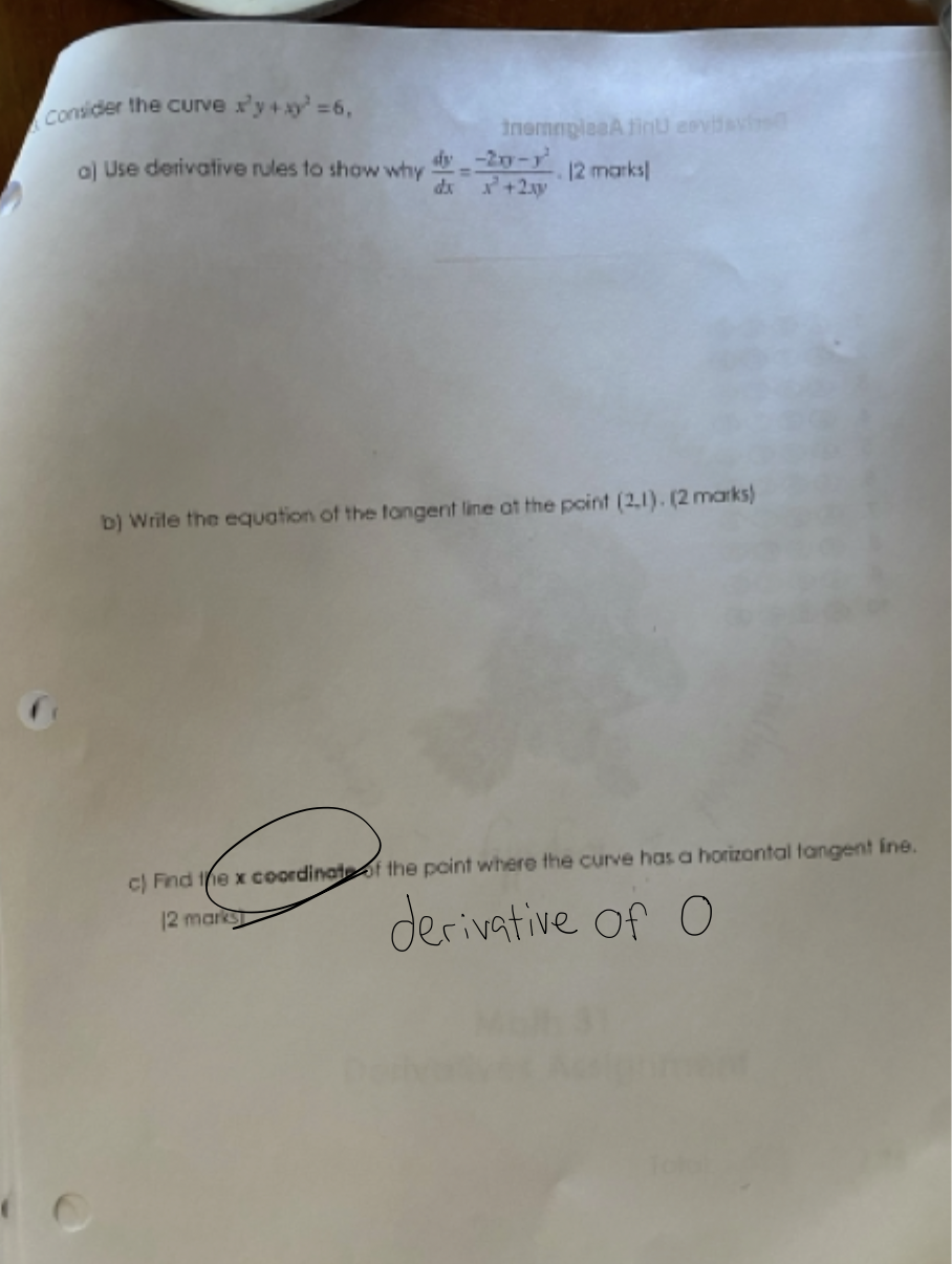 Solved consider the curve x2y+xy2=6,a) ﻿Use derivative rules | Chegg.com