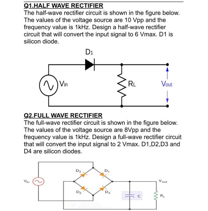 Q1.HALF WAVE RECTIFIER The half-wave rectifier | Chegg.com