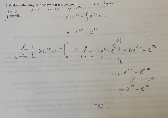 Solved U.V - Svdu. 2. Evaluate the integral, or show that it | Chegg.com