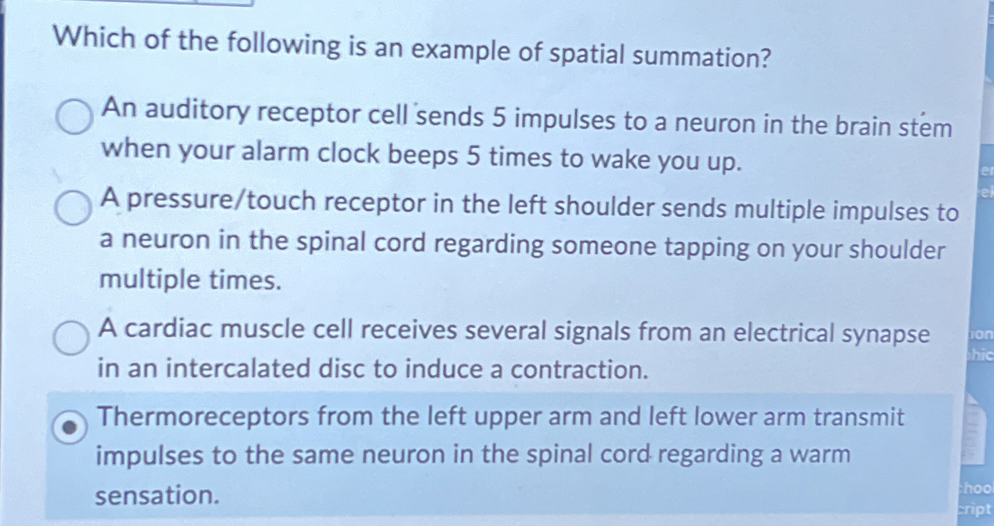 Solved Which of the following is an example of spatial | Chegg.com