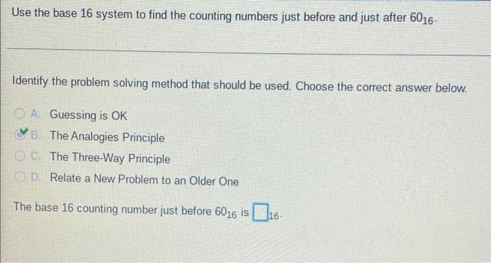 Solved Use the base 16 system to find the counting numbers | Chegg.com