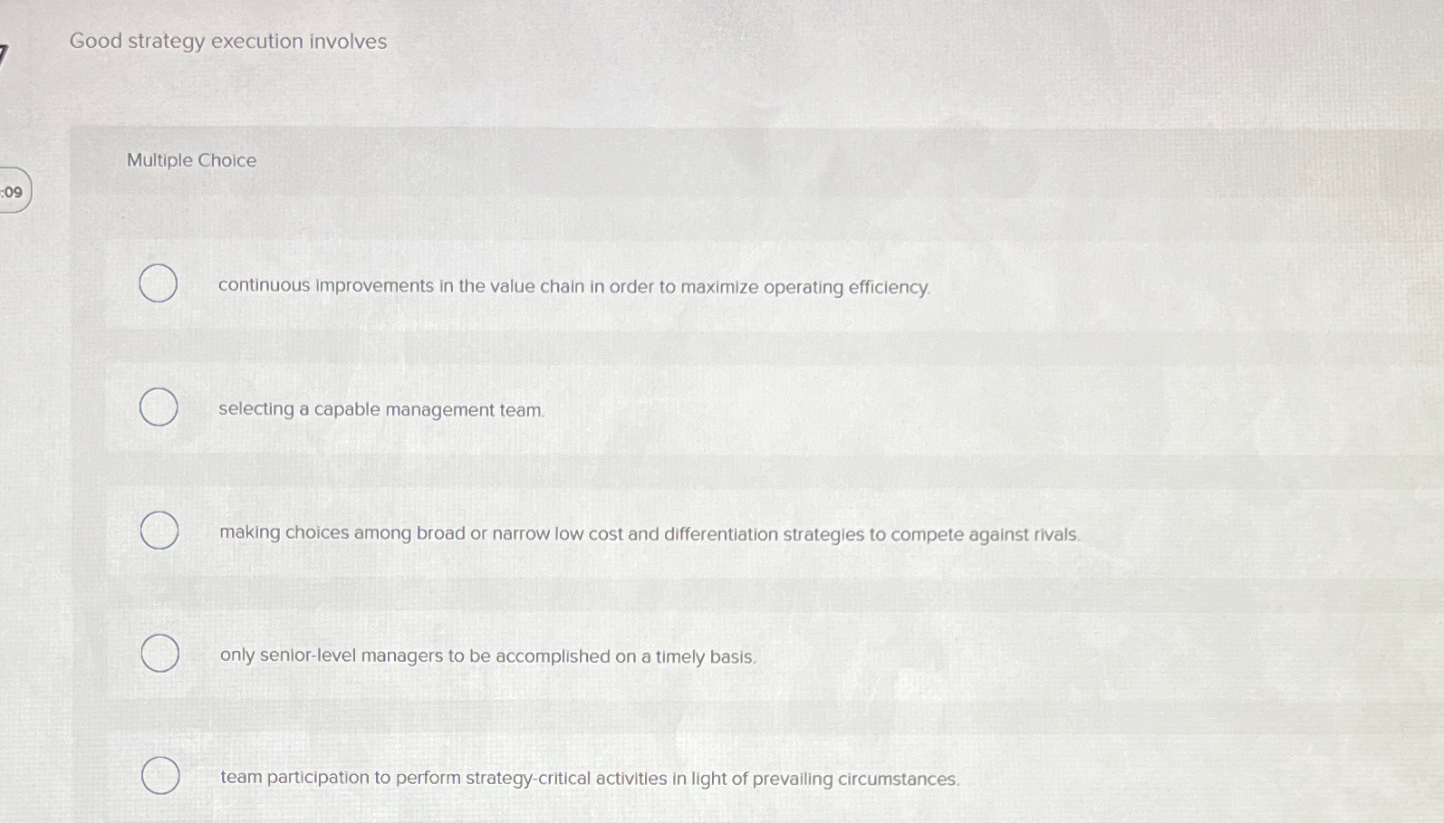 Solved Good strategy execution involvesMultiple | Chegg.com