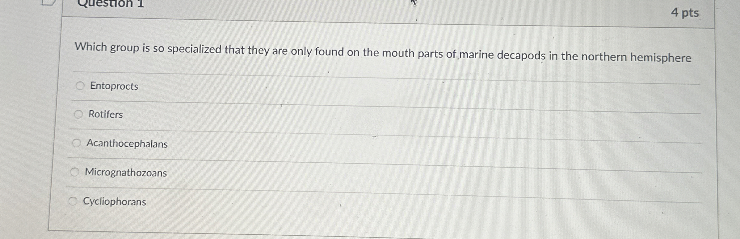 Solved 4 ﻿ptsWhich group is so specialized that they are | Chegg.com