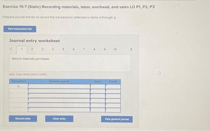 Solved Exercise 15.7 (Static) Recording materials, labor, | Chegg.com