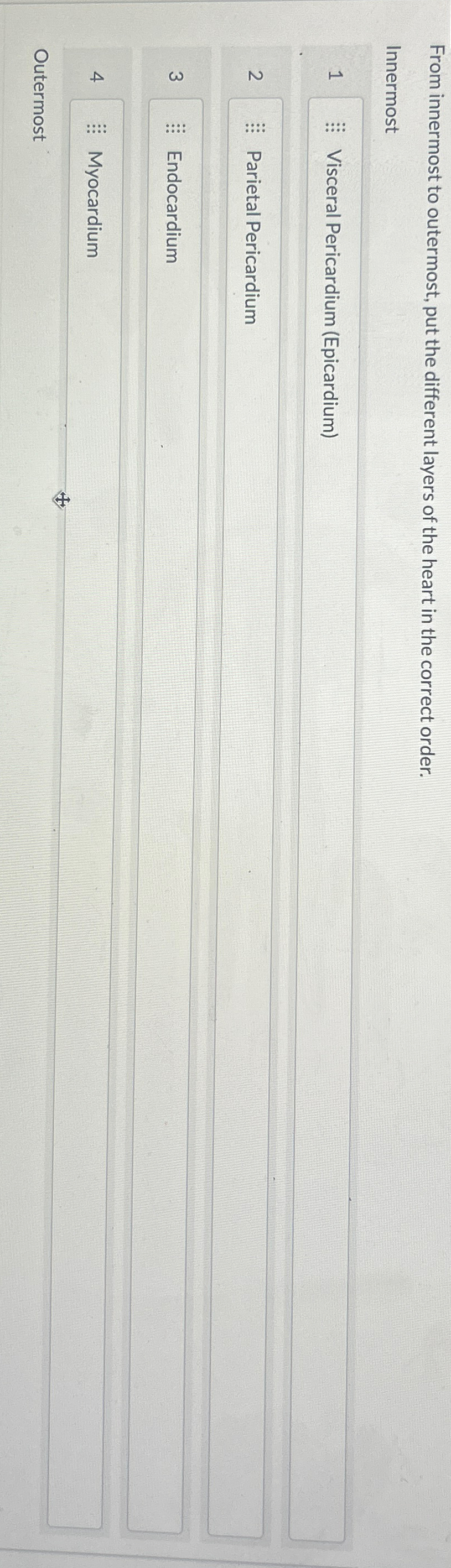 Solved From innermost to outermost, put the different layers | Chegg.com