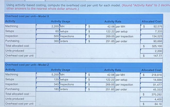 Solved Exercise 17-17 (Algo) Using activity-based costing to | Chegg.com