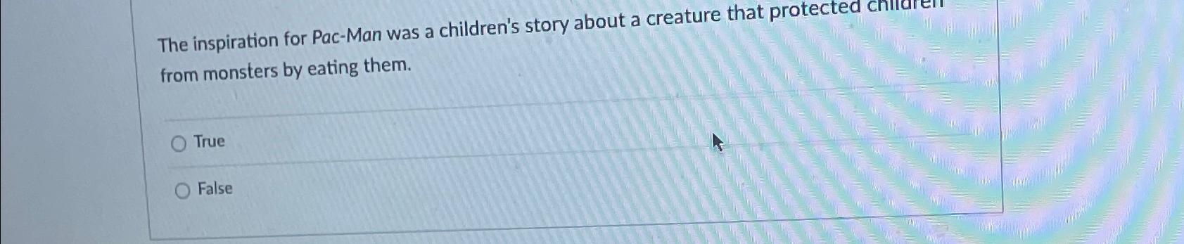 Solved The inspiration for Pac-Man was a children's story | Chegg.com