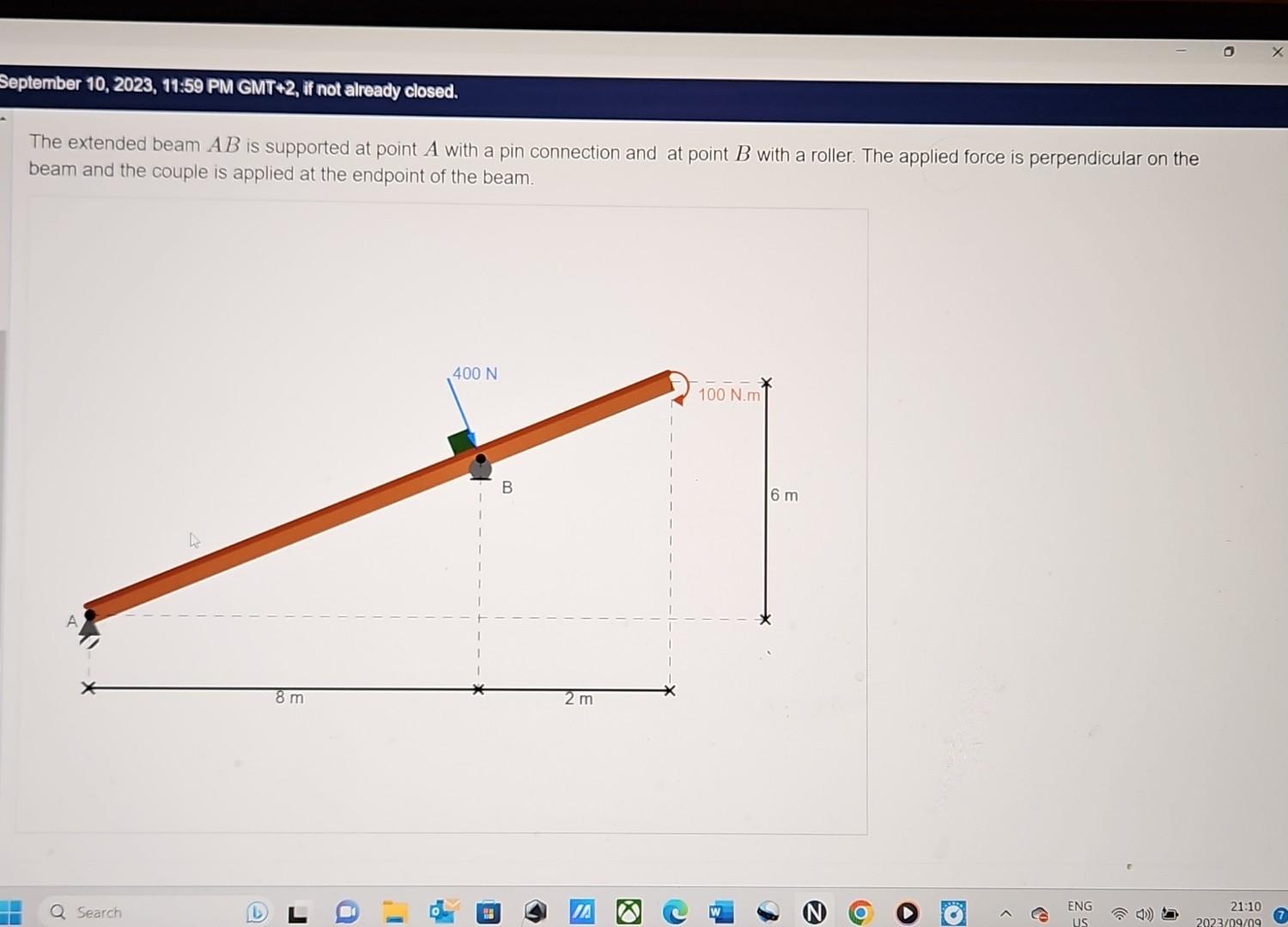 Solved The extended beam AB is supported at point A with a | Chegg.com