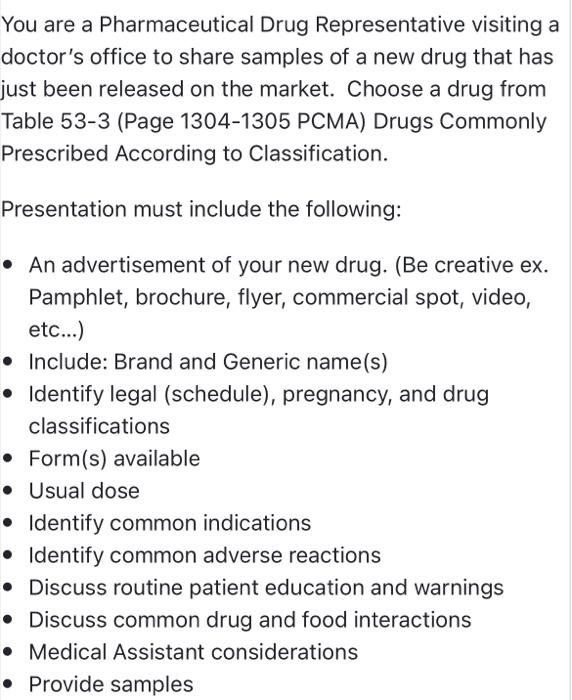 Solved You are a Pharmaceutical Drug Representative visiting | Chegg.com