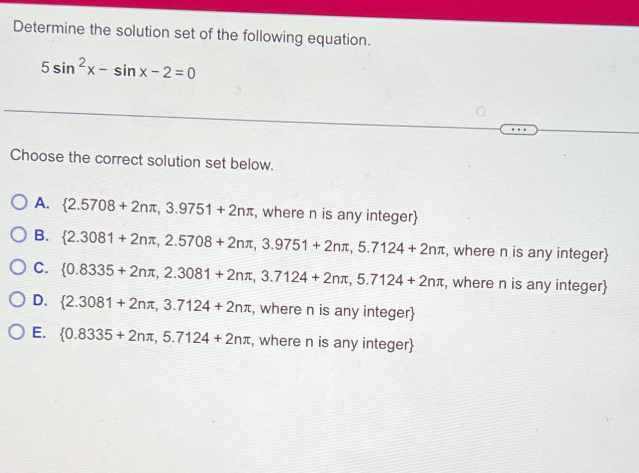 Solved Determine the solution set of the following | Chegg.com