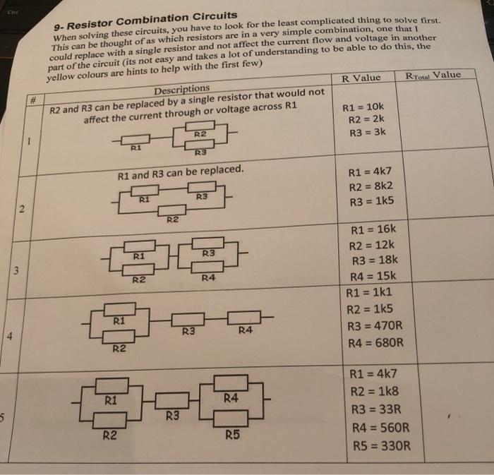 Solved 9- Resistor Combination Circuits When solving these | Chegg.com