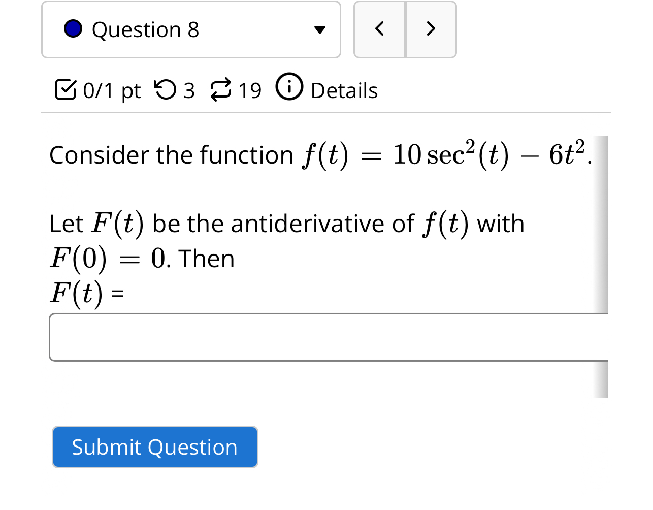 Solved Question 8区0/1 ﻿pt ぃ3⇄319(i) ﻿DetailsConsider the | Chegg.com