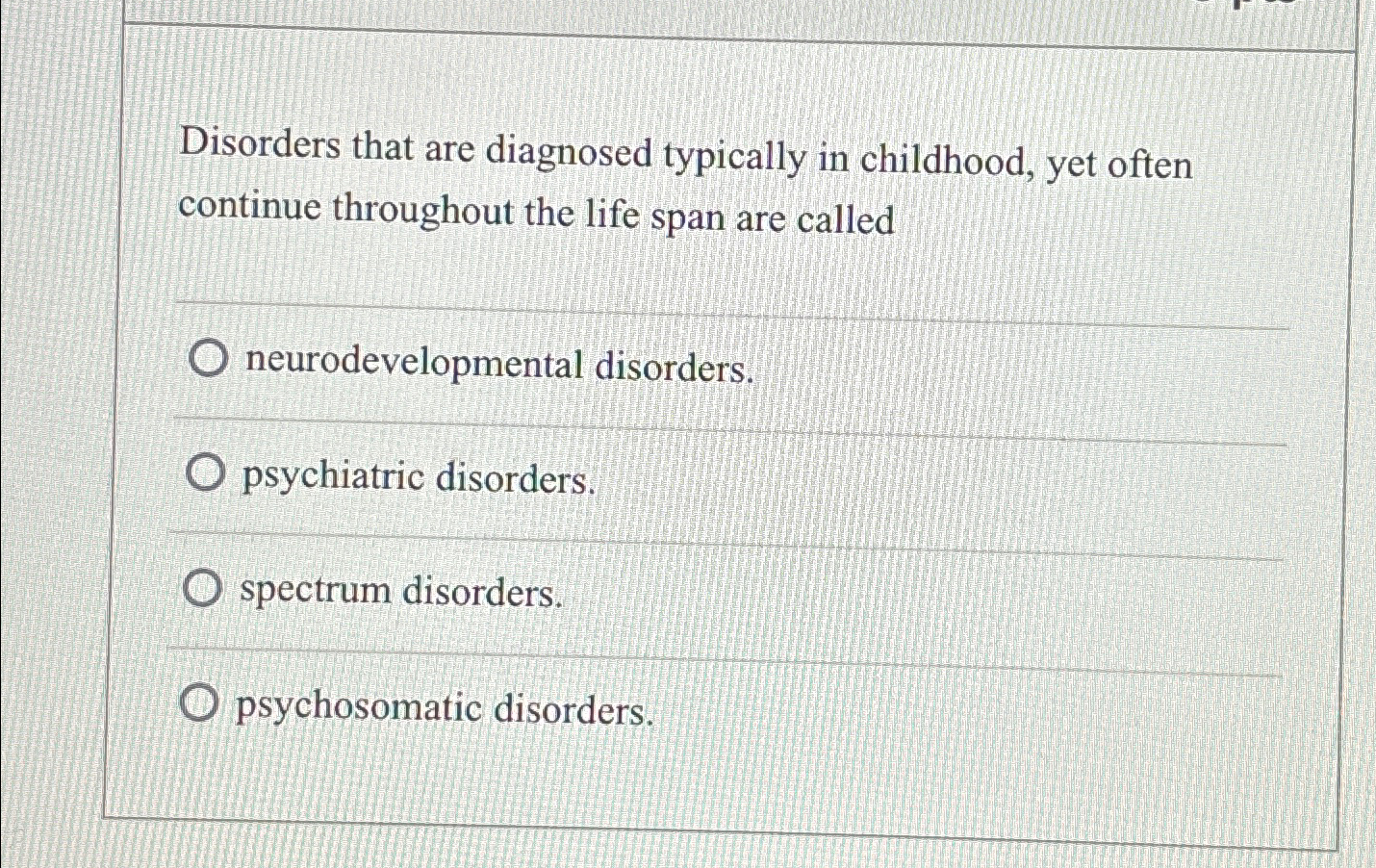 Solved Disorders that are diagnosed typically in childhood, | Chegg.com