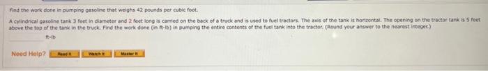Solved Find the wark done in pumping gasoline that welghs 42 | Chegg.com