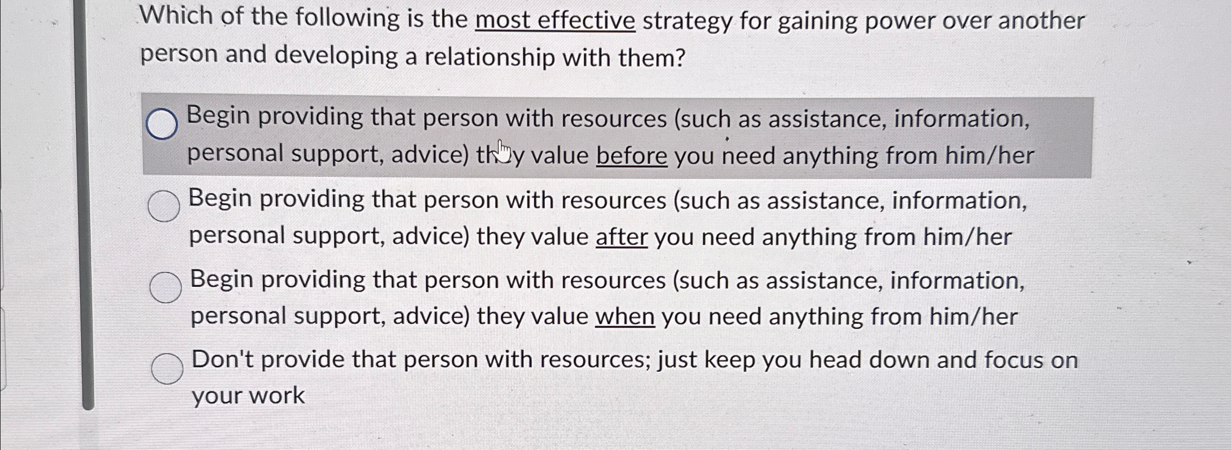 Solved Which of the following is the most effective strategy | Chegg.com