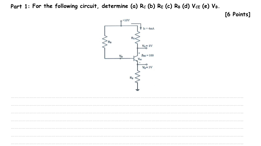 Solved Part 1: For the following circuit, determine | Chegg.com