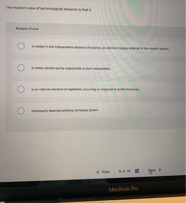 Solved Broadly defined, technological advance Multiple | Chegg.com