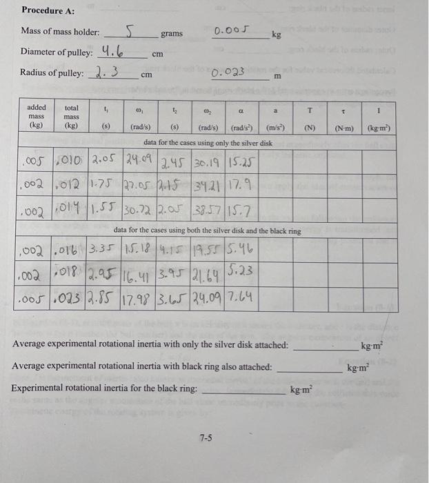 Solved Experiment 7. Rotation, need help with finishing the | Chegg.com
