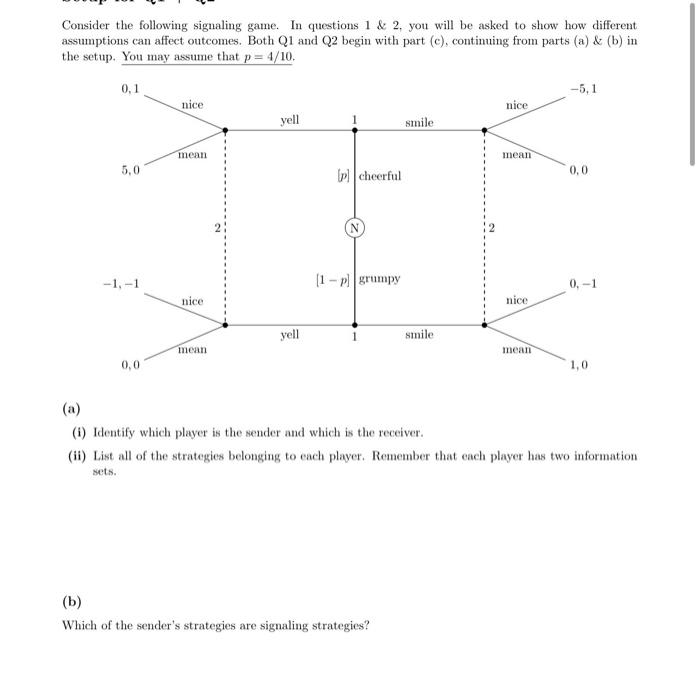 Consider the following signaling game. In questions 1 | Chegg.com