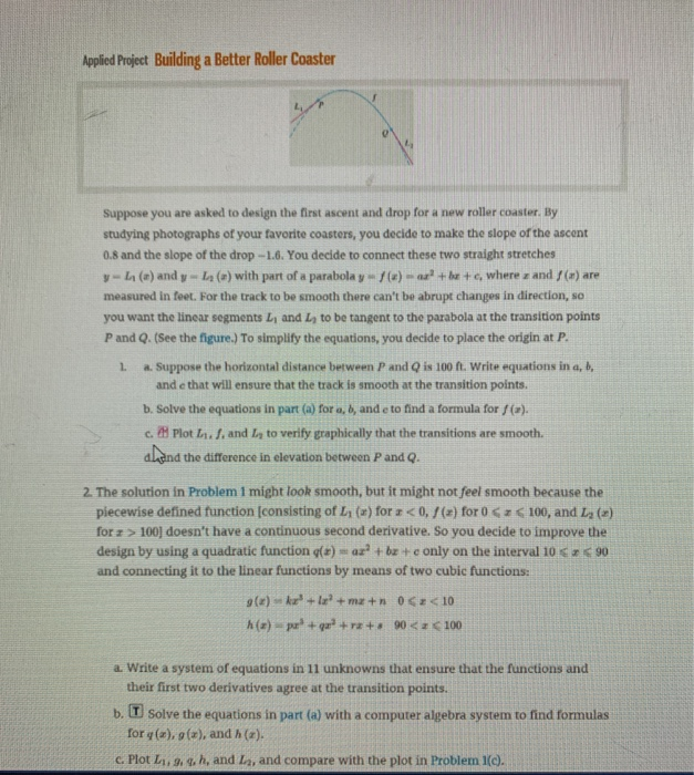 Solved Applied Project Building a Better Roller Coaster | Chegg.com