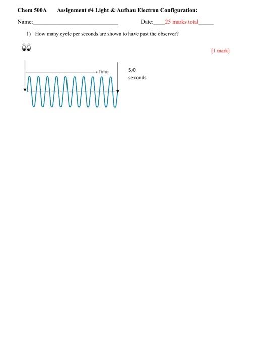 Solved Chem 500A Assignment \#4 Light \& Aufbau Electron | Chegg.com