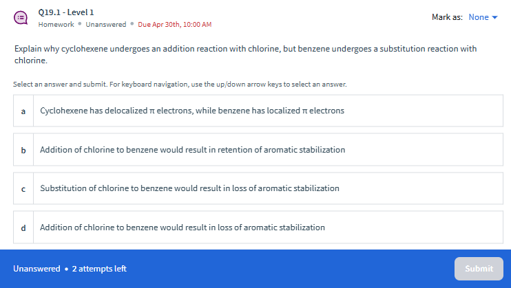 Solved Q19.1 - ﻿Level 1Explain why cyclohexene undergoes an | Chegg.com