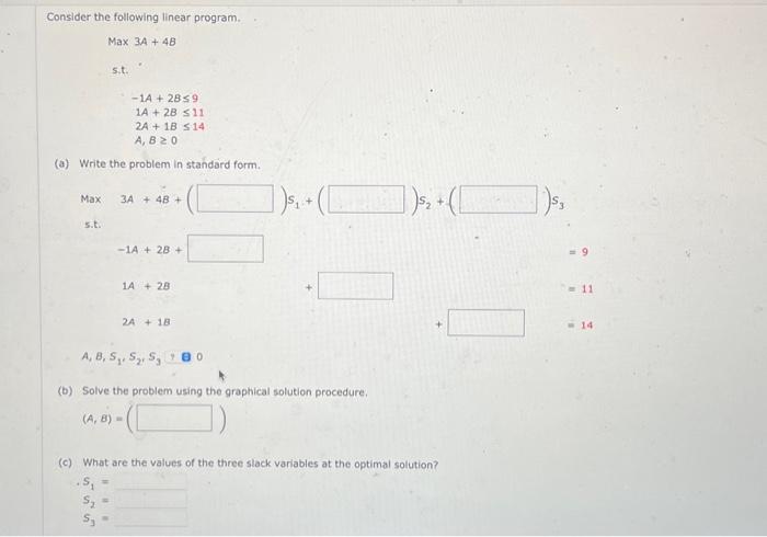 Solved Consider the following linear program. Max 3A+4B | Chegg.com