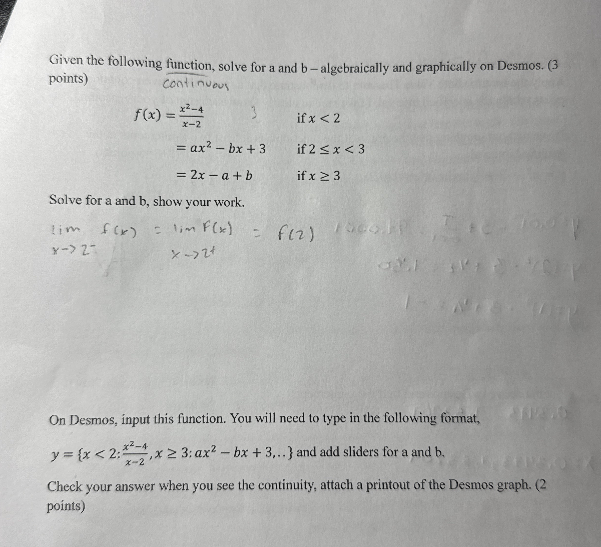 Solved Given the following function, solve for a and b - | Chegg.com