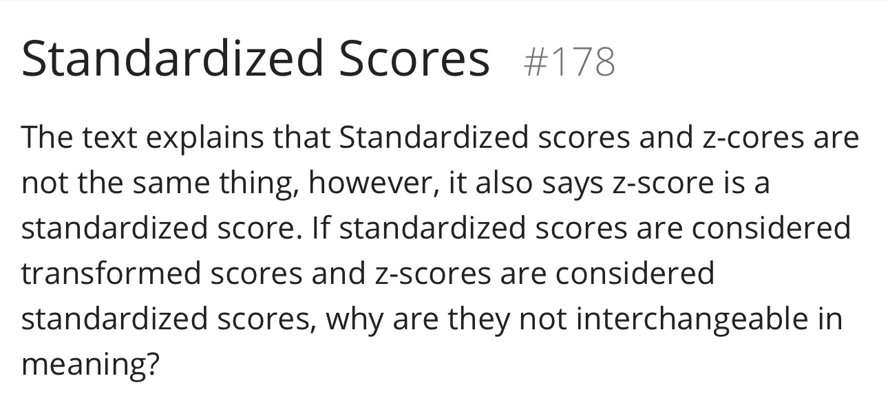 Solved Standardized Scores #178The text explains that | Chegg.com