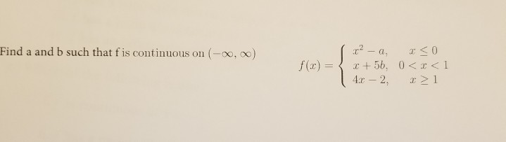 Solved Find a and b such that fis continuous on (-00,00) 12 | Chegg.com