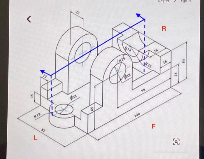 Solved draw the cross-section , top and left view | Chegg.com