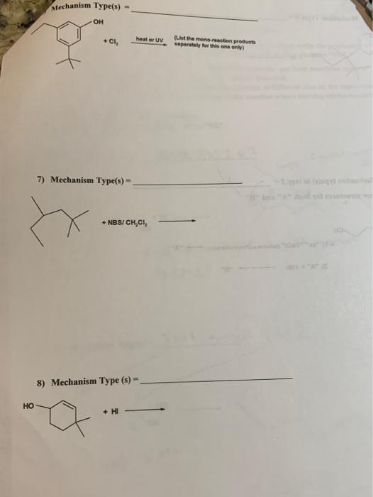 Solved 3) Mechanism Type(s) = OH + HCI 4) Mechanism Type(s) | Chegg.com