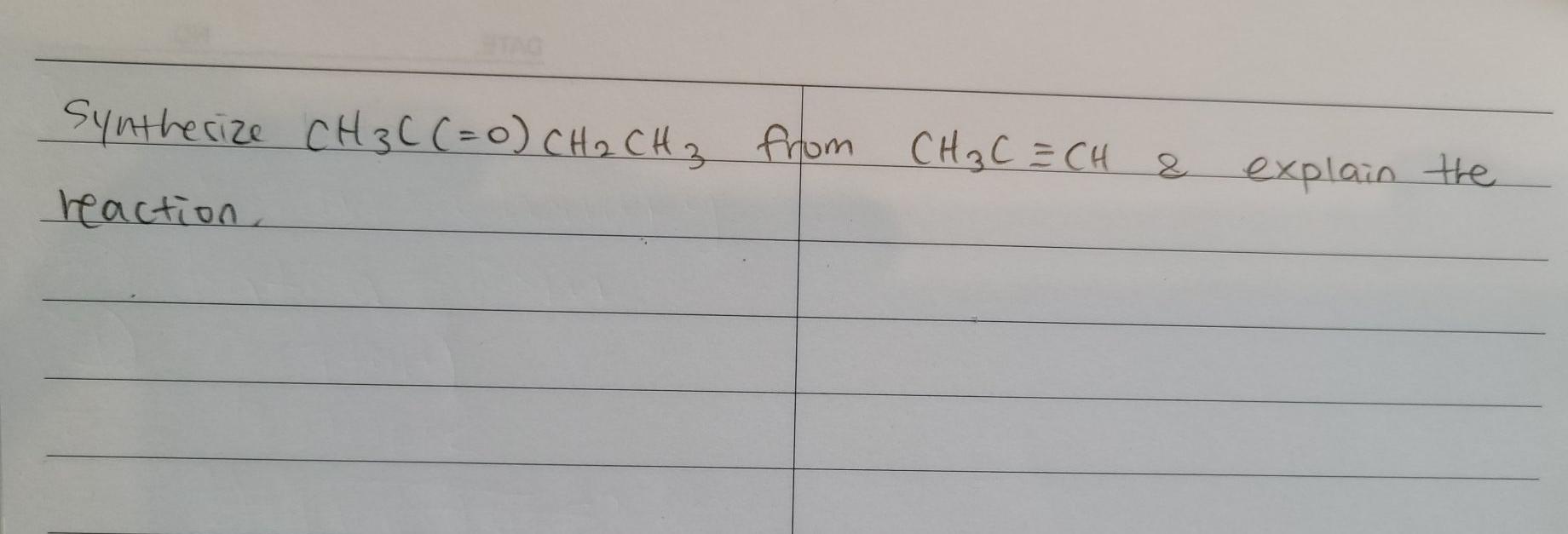 Solved Synthesize CH3C(=o) CH2 CH3 from CH₂ C = CH 2 | Chegg.com