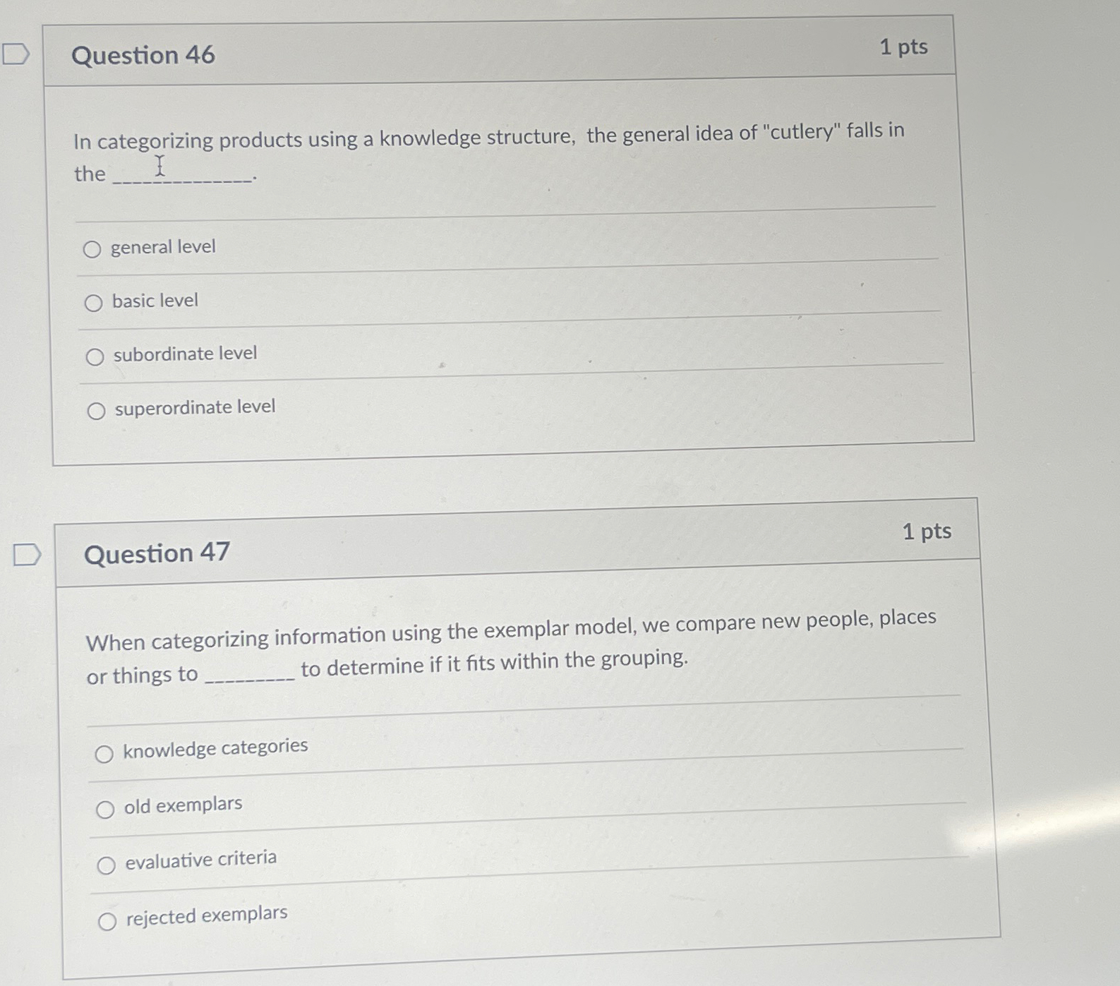Solved Question 461ptsIn categorizing products using a | Chegg.com Solved Question 461ptsIn categorizing products using a | Chegg.com