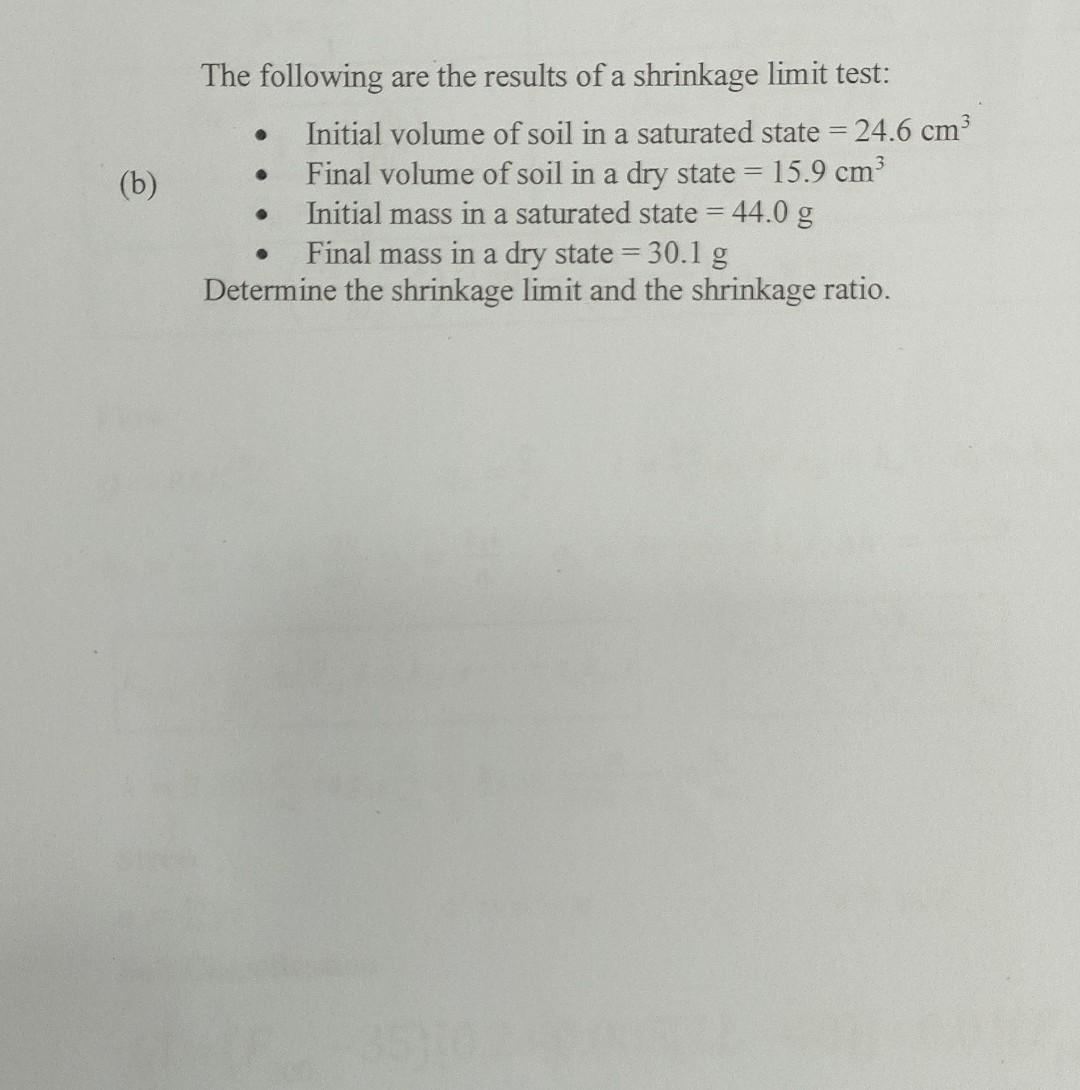 Solved The following are the results of a shrinkage limit | Chegg.com