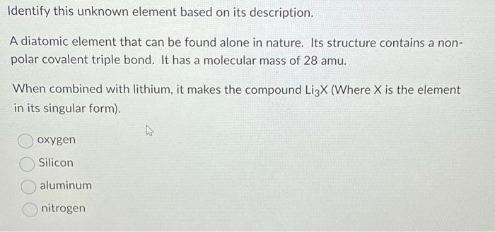 Solved Identify this unknown element based on its | Chegg.com